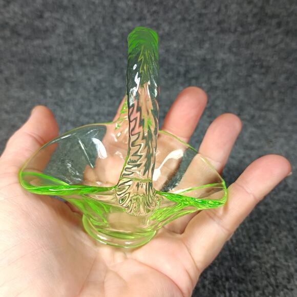 Unbranded | Accents | Uranium Glass Basket Mini Small Green Twisted ...